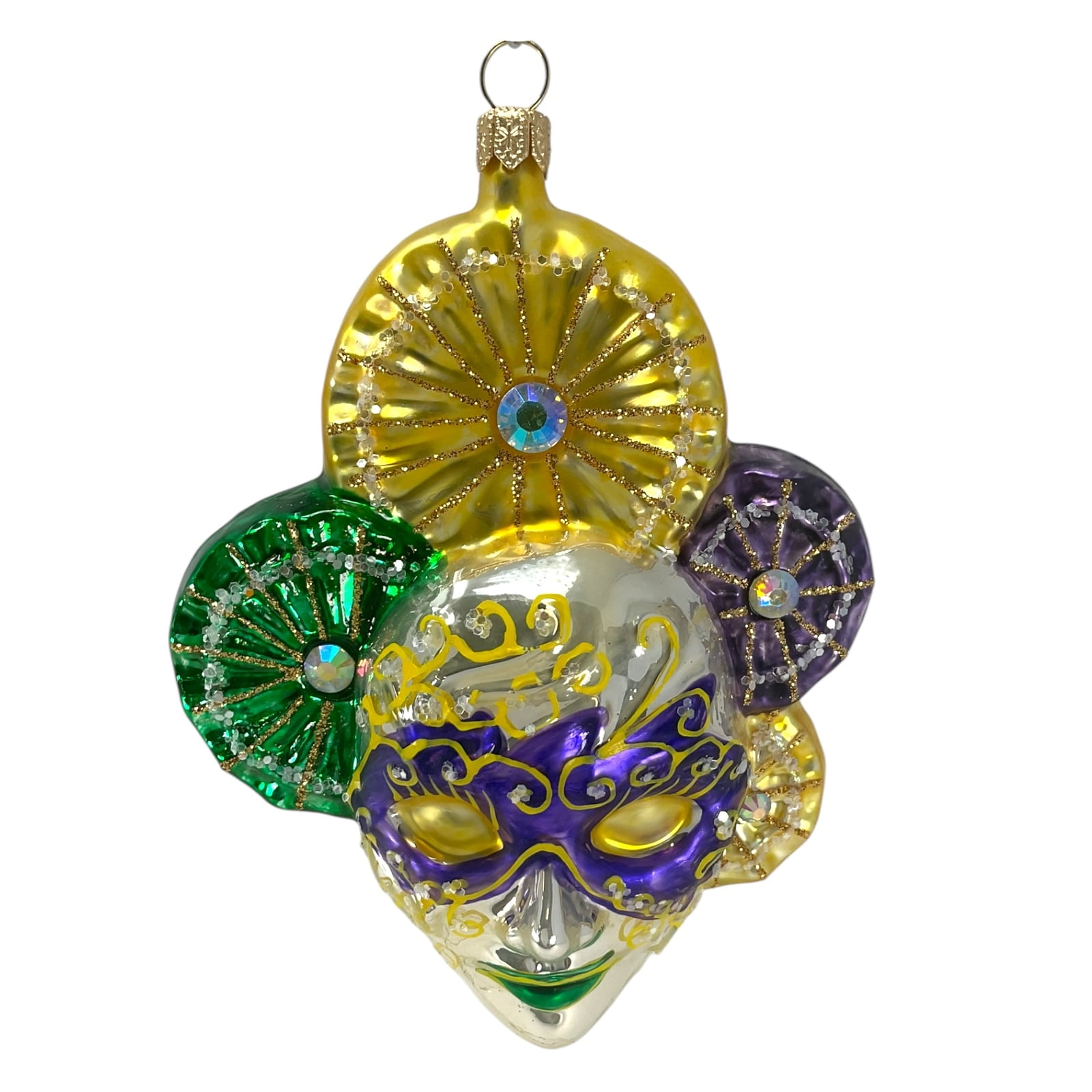 Pinnacle Peak Trading Purple and Green Venetian Mask Polish Glass ...