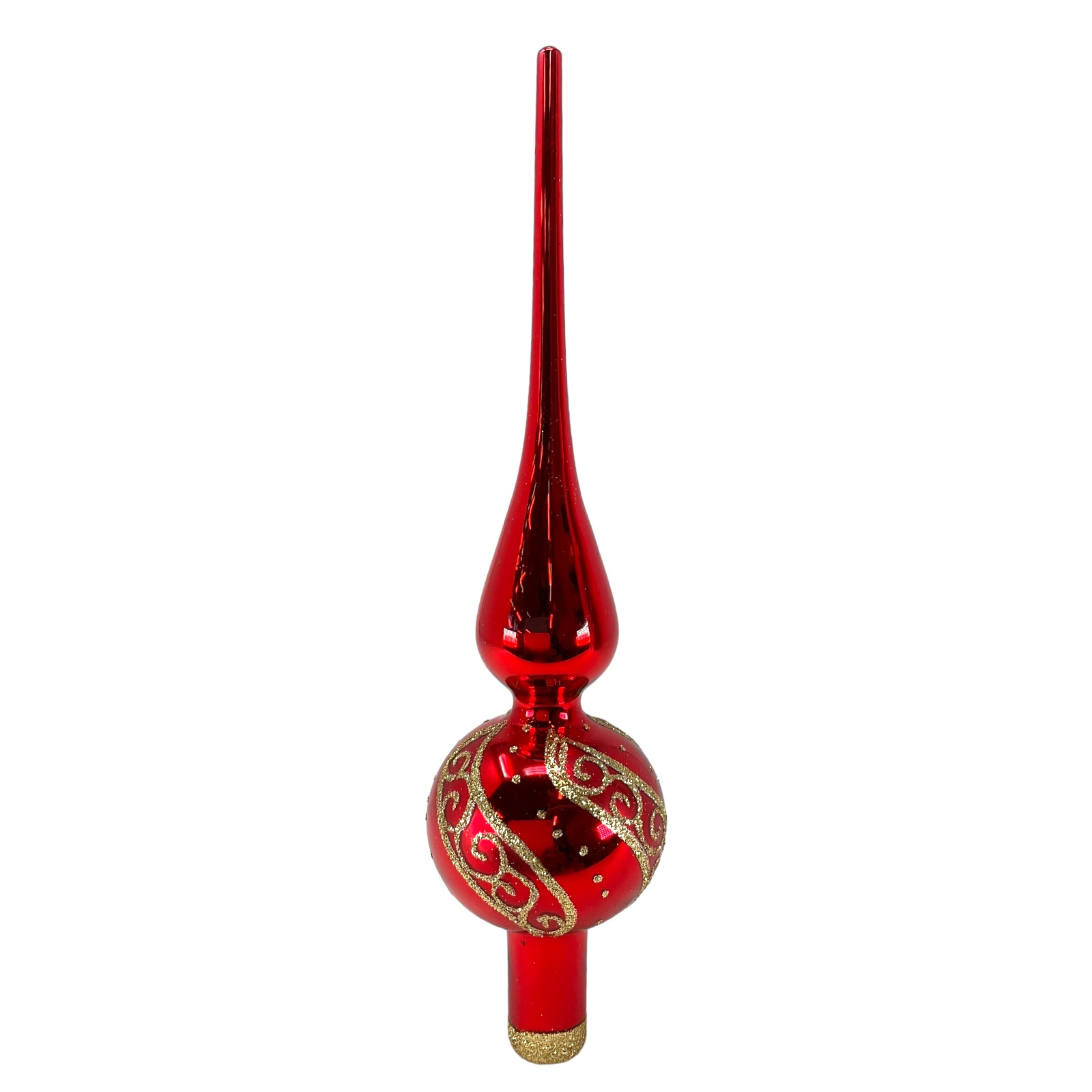 Pinnacle Peak Trading Red Finial with Gold Glitter Design Polish Glass ...