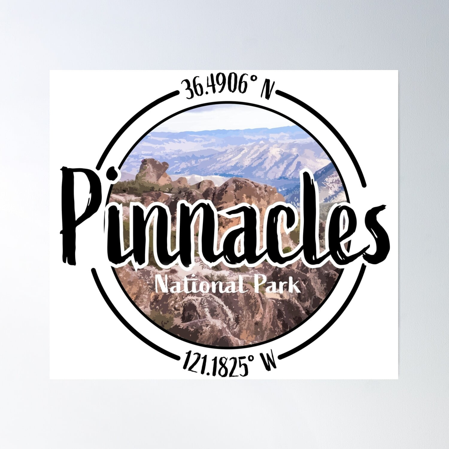 Pinnacles Design With Latitude And Longitude Poster Wall Art, Modern ...