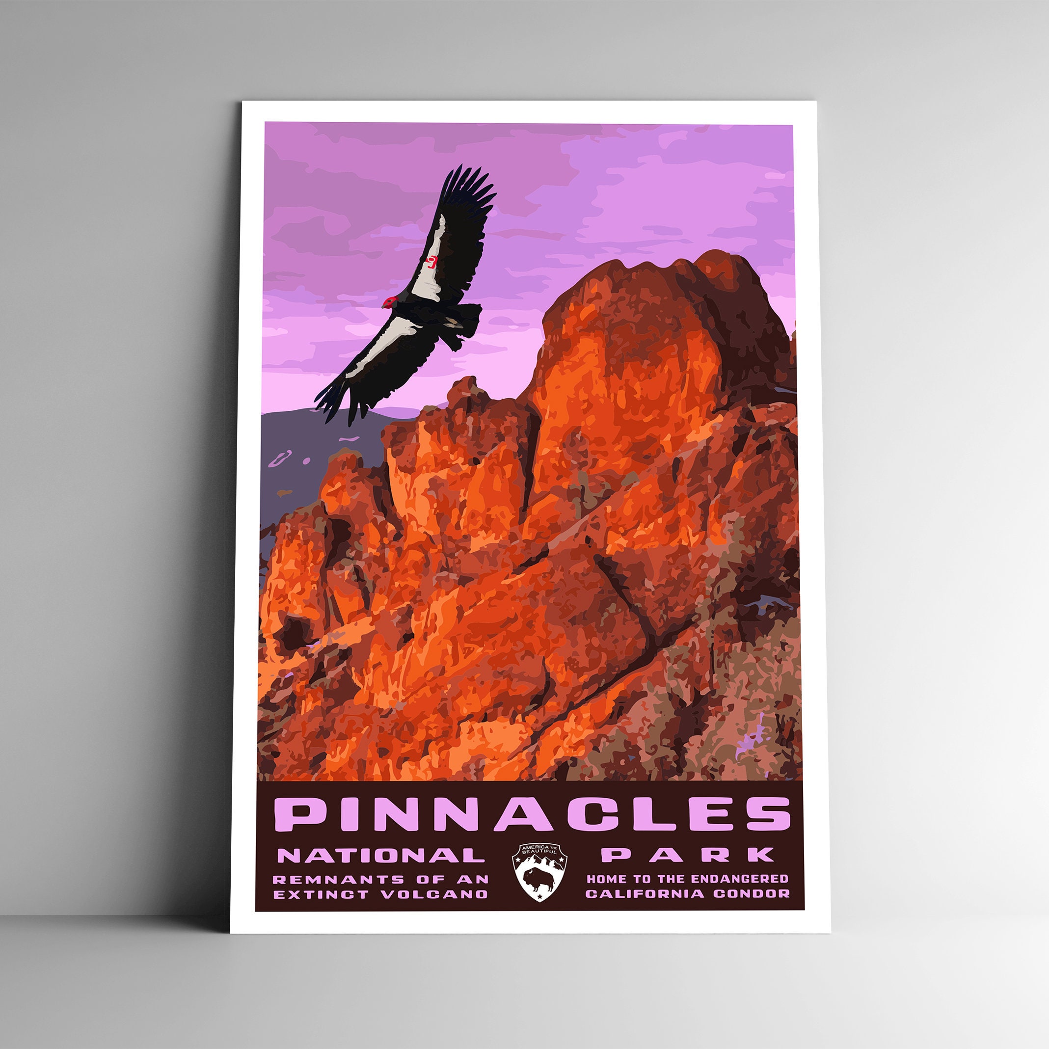 Pinnacles National Park Vintage Travel Poster / Postcard WPA Style ...