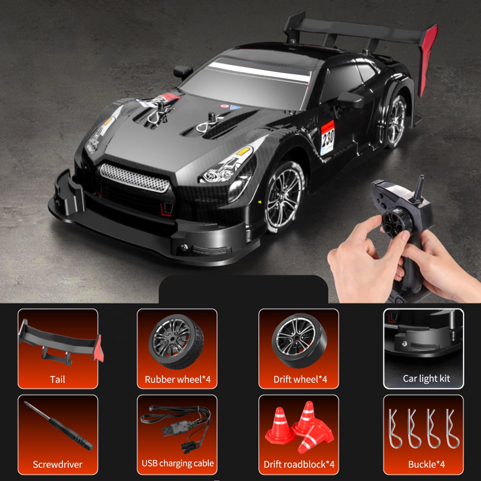 Pinnaco 1/16 RC Drift Car 2.4GHz 4WD High Speed Racing Vehicle 30km/h ...
