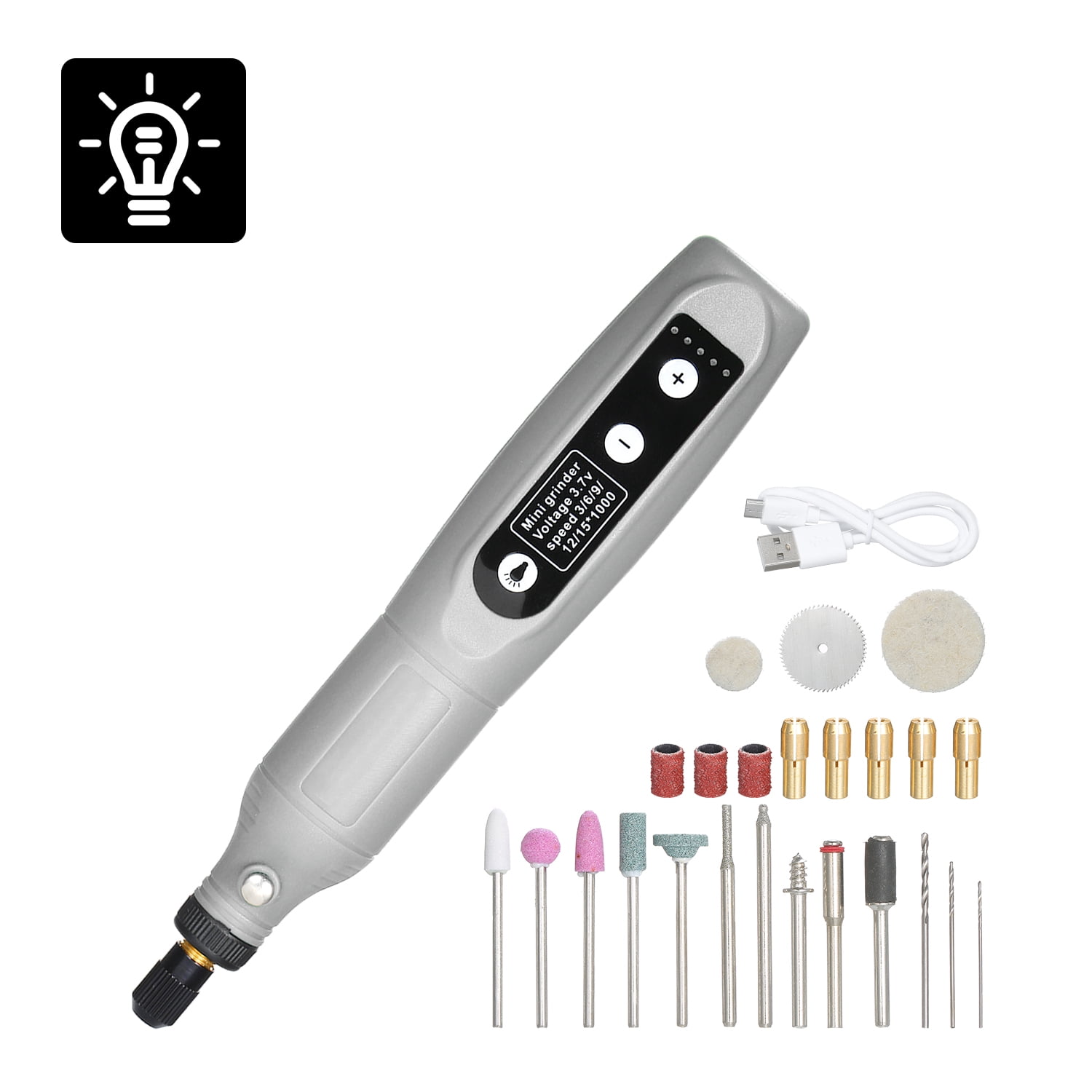 Pinnaco 5-Speed Electric Grinder Tool Set USB Charging Grinding Machine ...