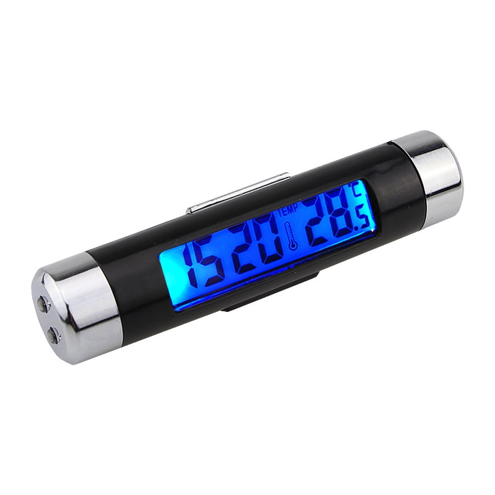 Pinnaco Car Clock Temperature Meter Gauge Thermometer with Blue ...