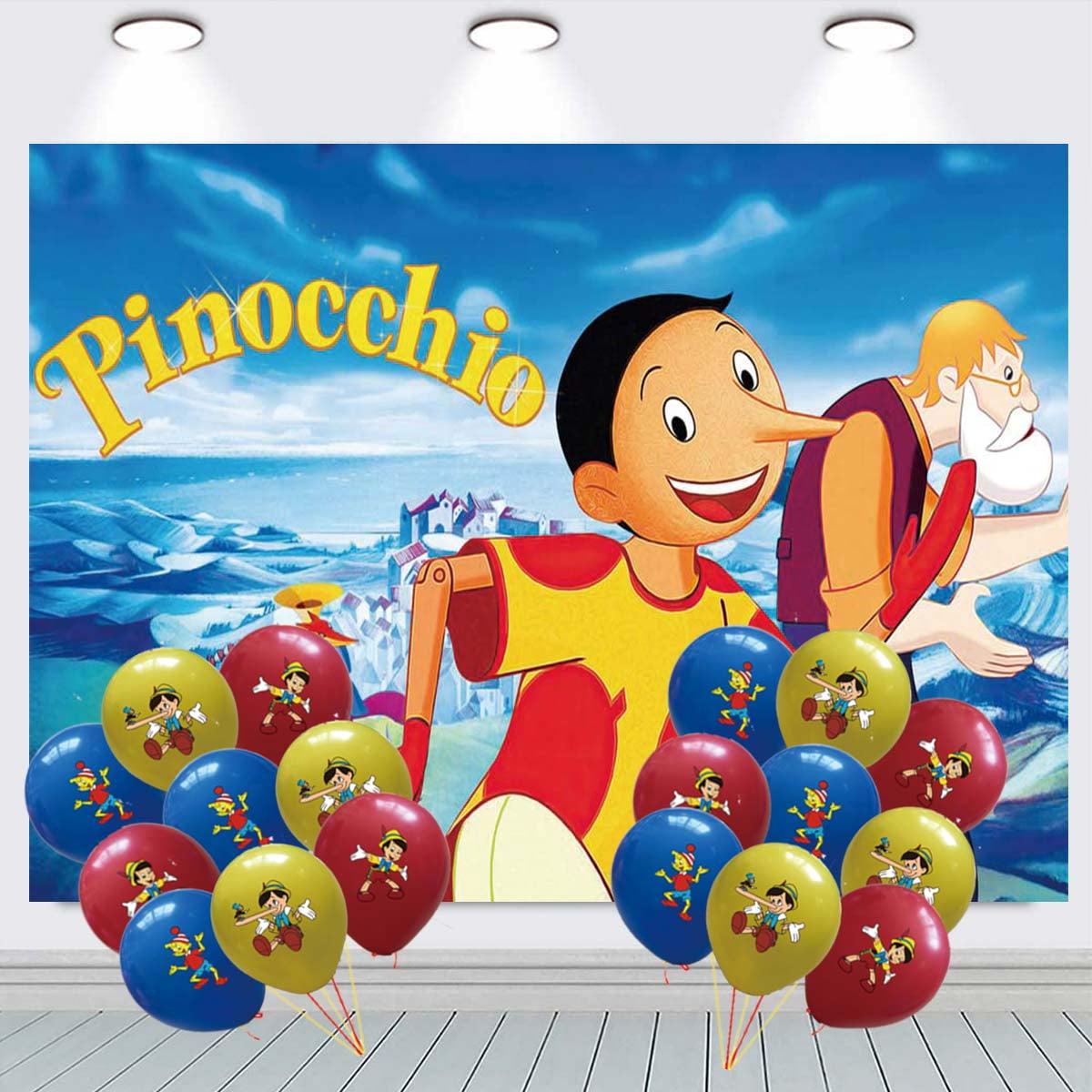 Pinocchio Backdrop Banner Balloons Party Decorations Supplies Taspestry ...