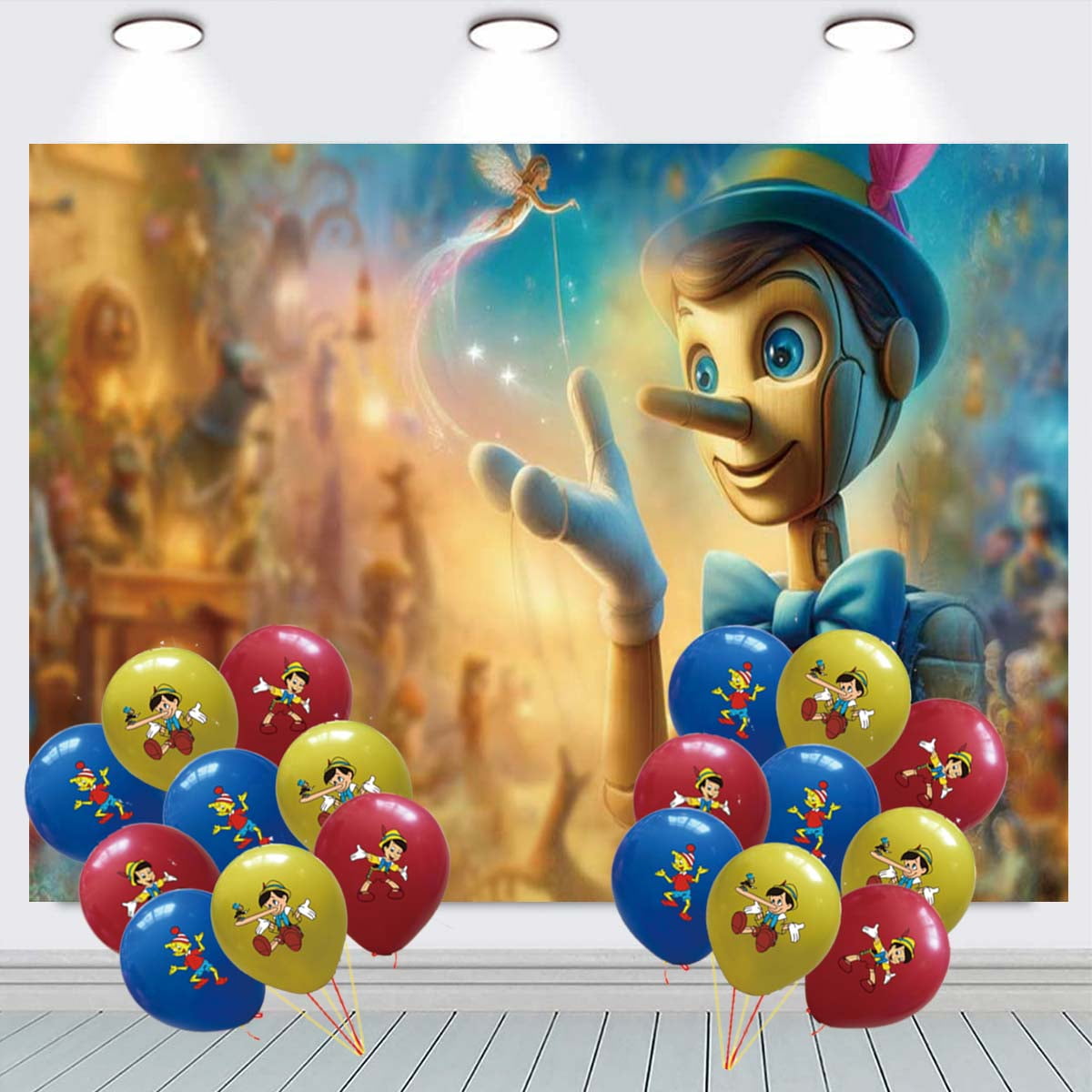 Pinocchio Party Decorations Backdrop Banner Balloons Taspestry Wall ...