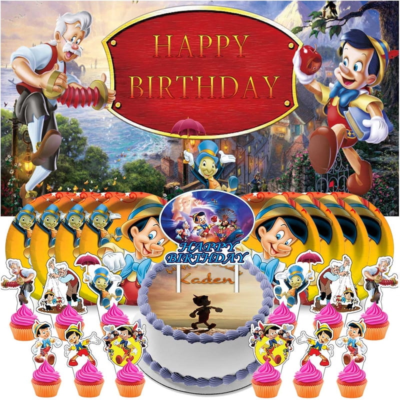Pinocchio Party Supplies Decor Movie Backdrop Plates Banner Background ...