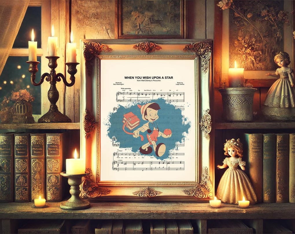 Pinocchio Walking To School Splatter Vintage When You Wish Upon A Star ...