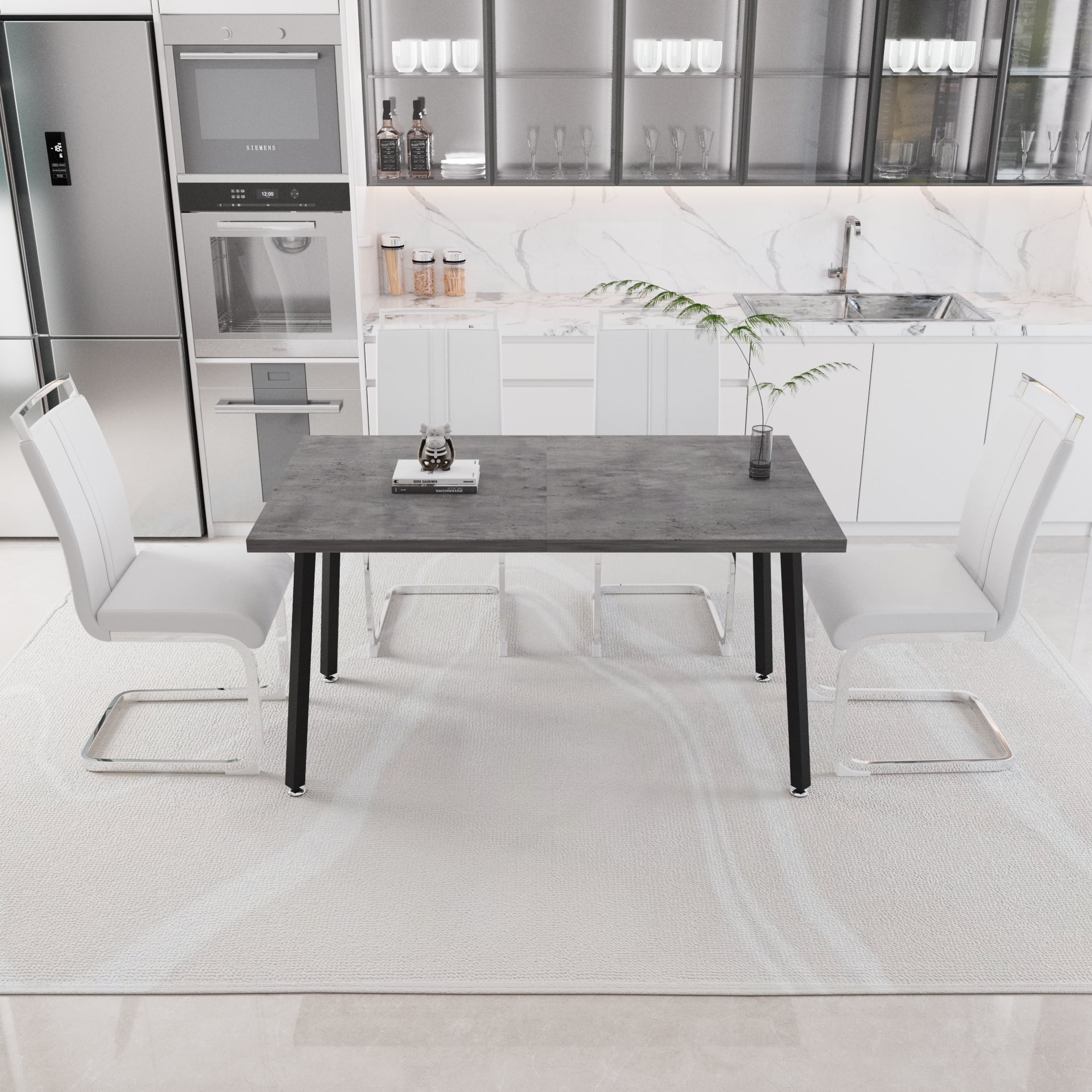 Pinovk 55.12-70.87" expandable square dining table set that can ...