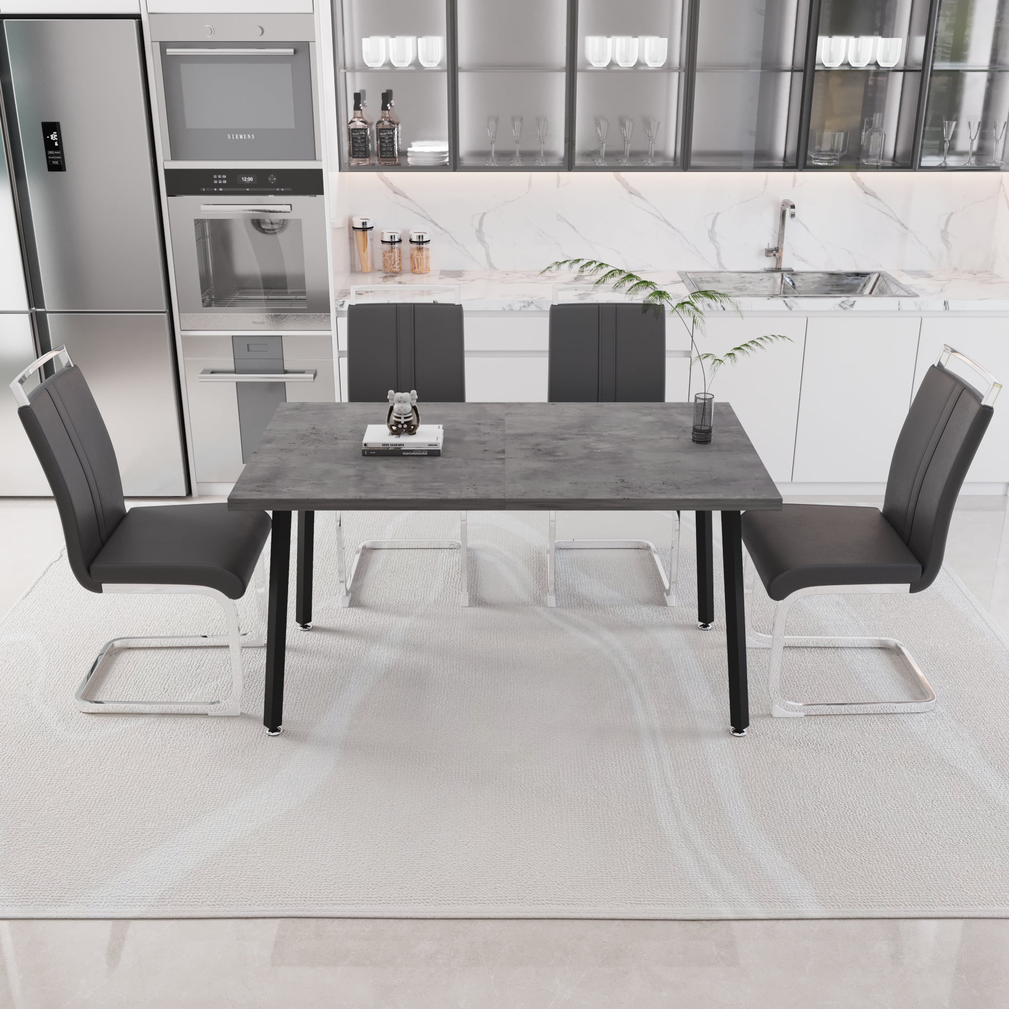 Pinovk 55.12-70.87" expandable square dining table set that can ...