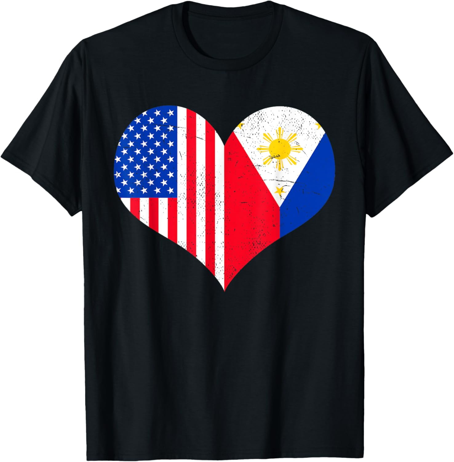 Pinoy Pinay US Flag Filipino Flag Heart Filipina Philippines T-Shirt ...
