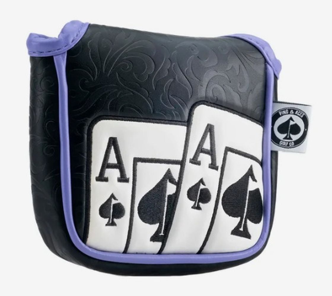 Pins & Aces Ace of Spades Mallet Putter Headcover (Black/Purple) Golf ...