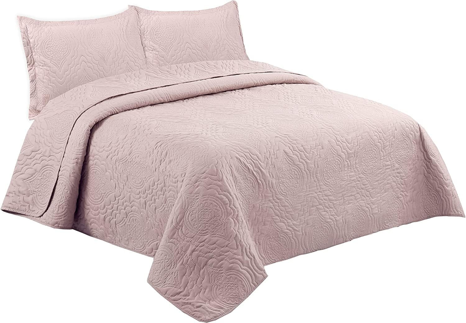 Pinsonic Embossed Coverlet Bedspread Ultra Soft 3 Piece Quilt Set with ...