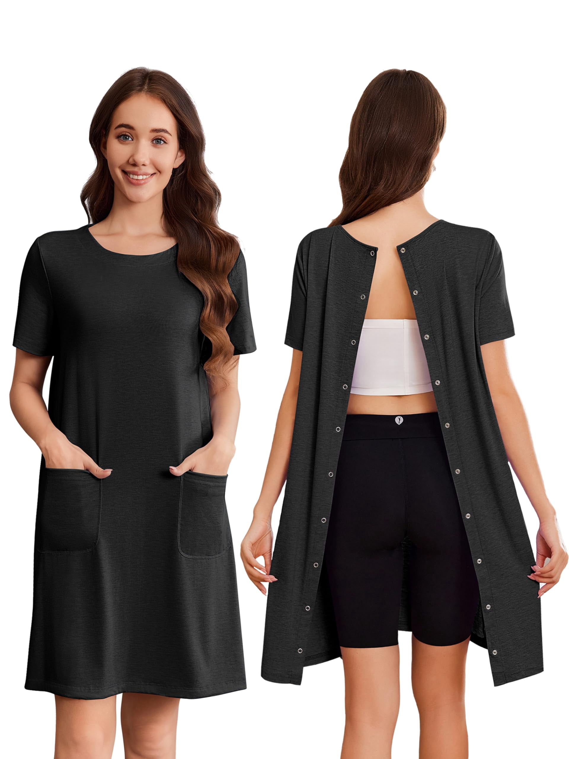 Pinspark Hospital Gowns for Women Open Back Tear Away Short Sleeve ...