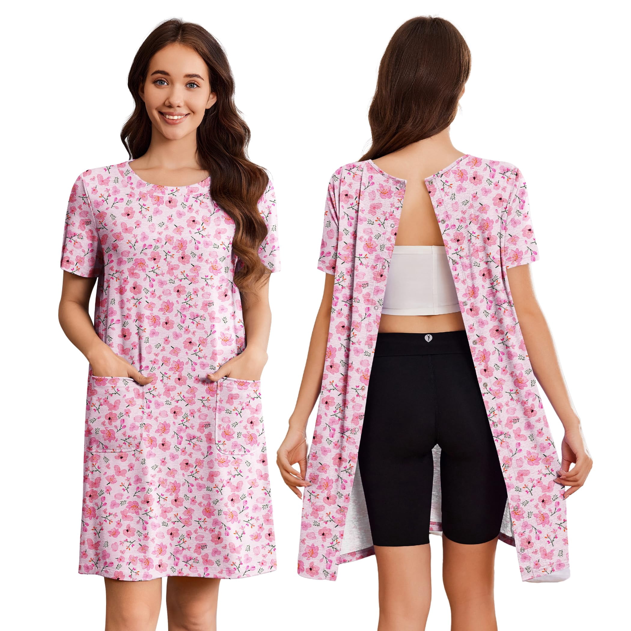 Pinspark Hospital Gowns for Women Open Back Tear Away Short Sleeve ...