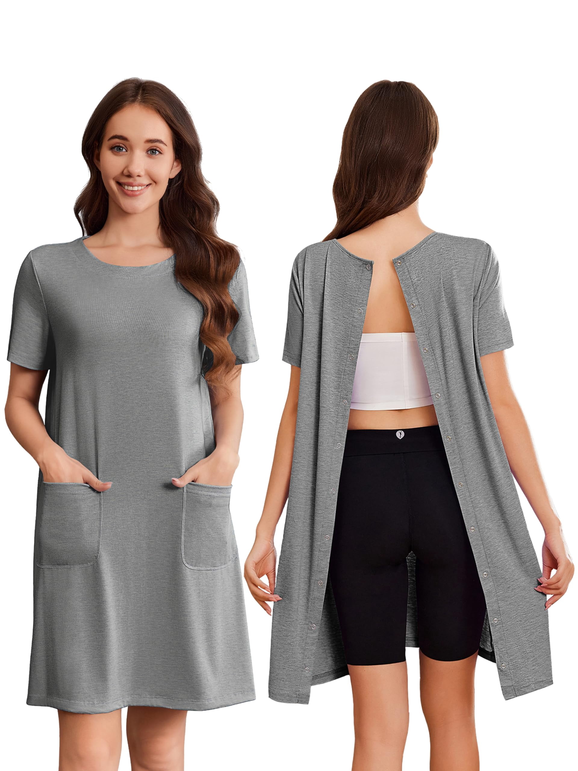 Pinspark Hospital Gowns for Women Open Back Tear Away Short Sleeve ...