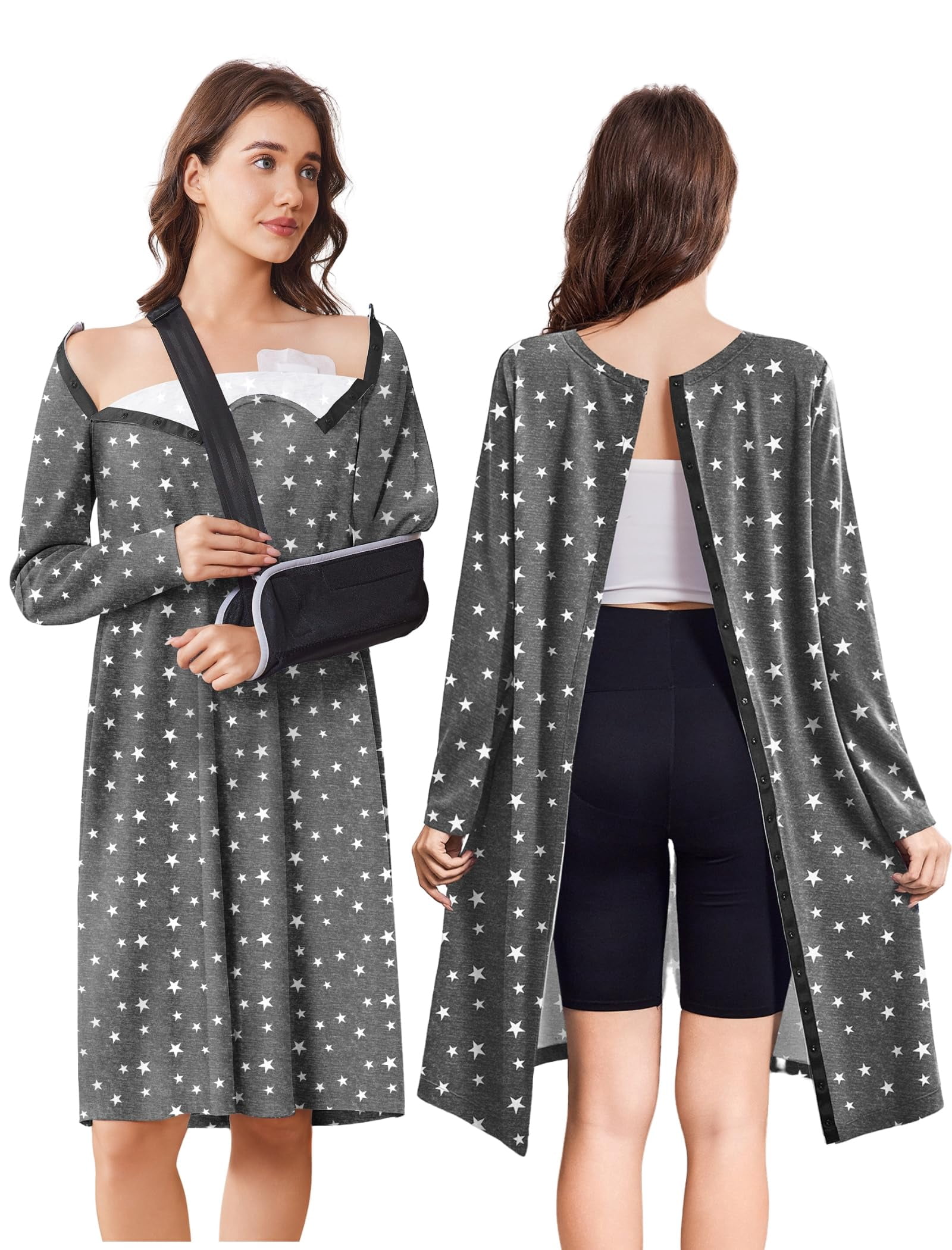 Pinspark Open Back Hospital Gowns for Women Post Shoulder Surgery Tear ...