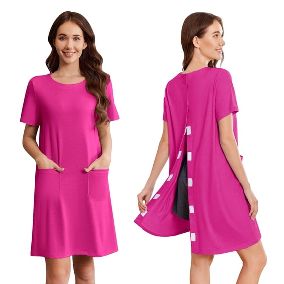Pinspark Hospital Gowns Open Back for Women Bedridden Nightgowns Back ...