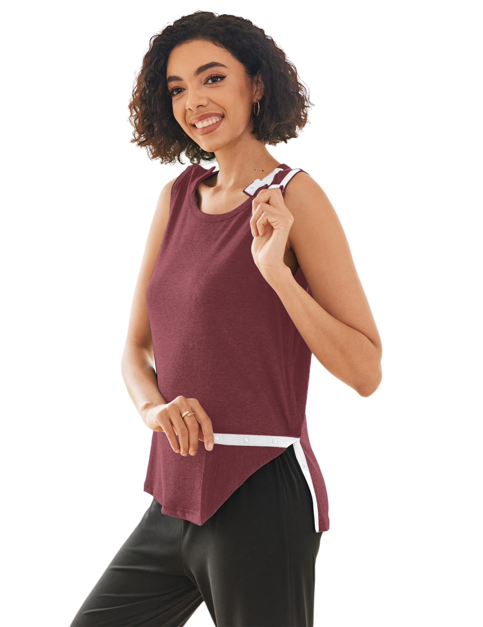 Pinspark Post Shoulder Surgery Shirts for Women Tear Away Snap Button ...