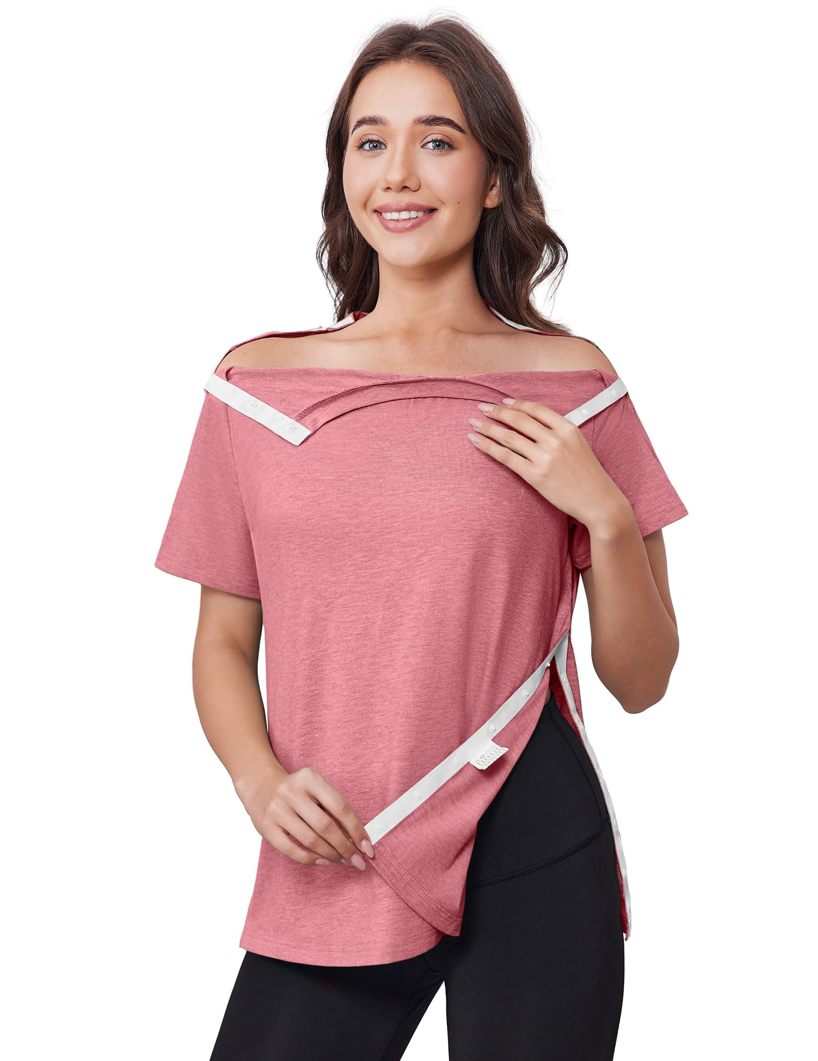 Pinspark Shoulder Surgery Shirts for Women Tear Away Short Sleeve Tops ...