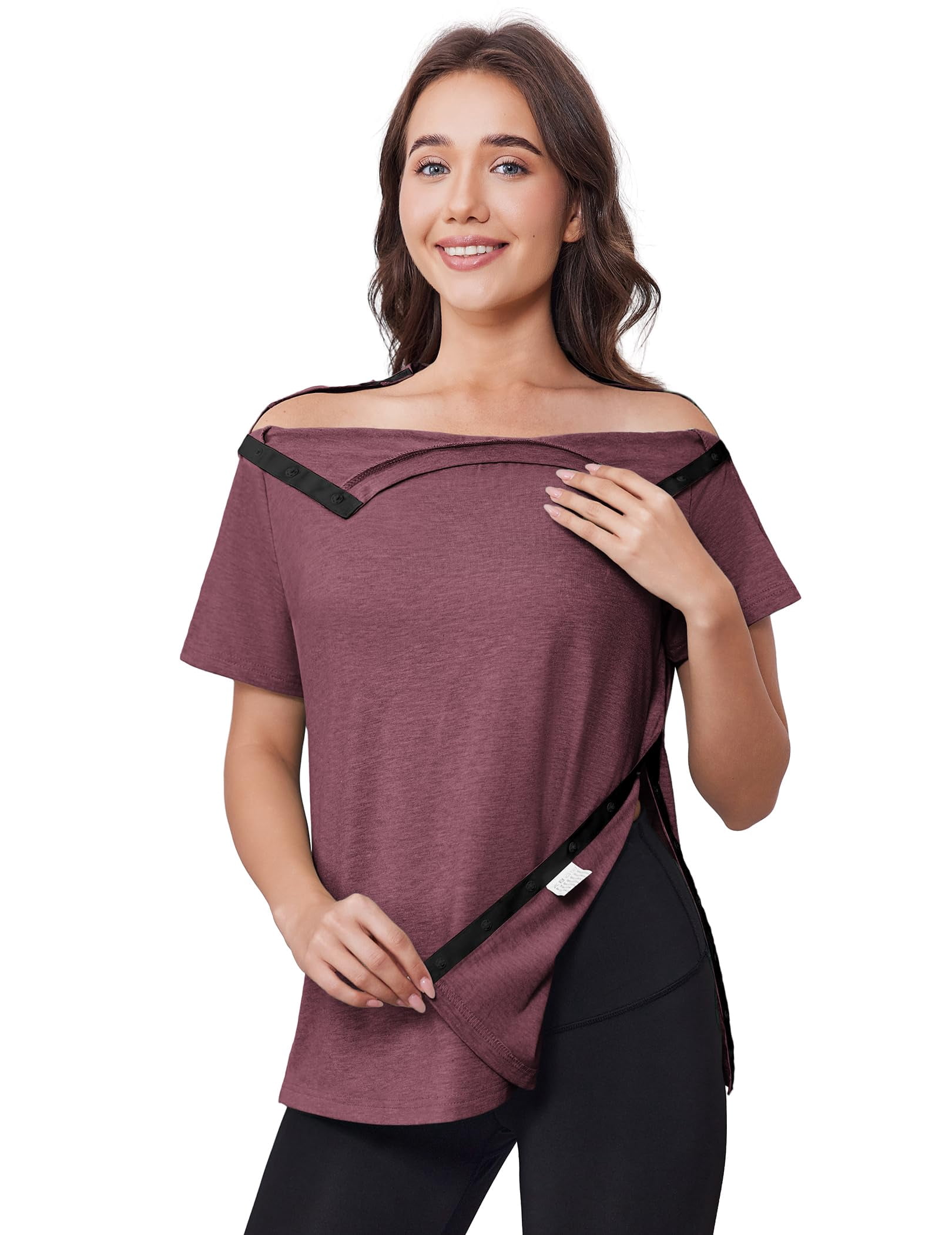 Pinspark Shoulder Surgery Shirts for Women Tear Away Short Sleeve Tops ...