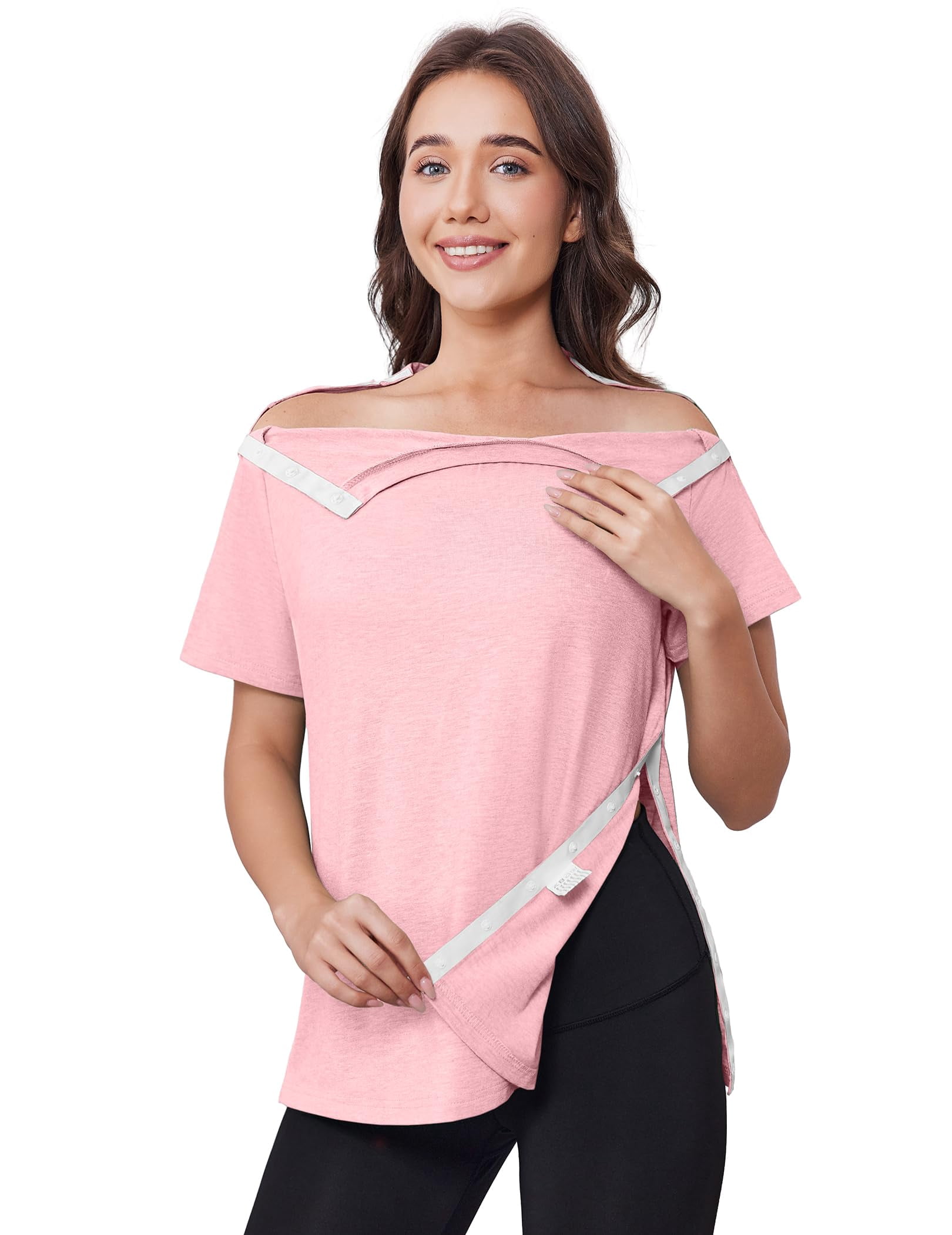 Pinspark Shoulder Surgery Shirts for Women Tear Away Short Sleeve Tops ...
