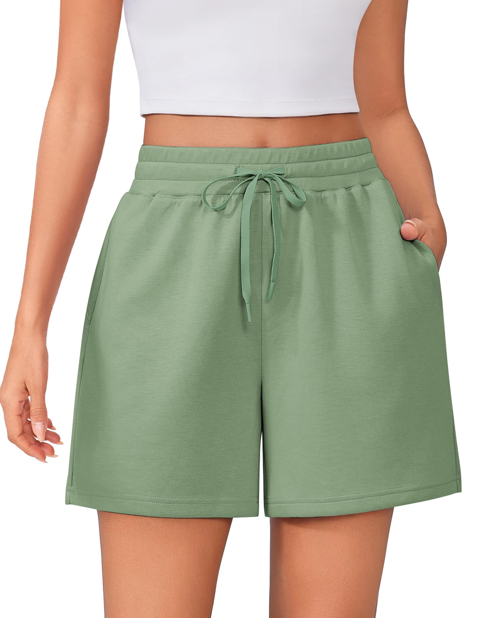 Pinspark Womens Athletic Sweat Shorts Loose Workout SweatShorts High ...