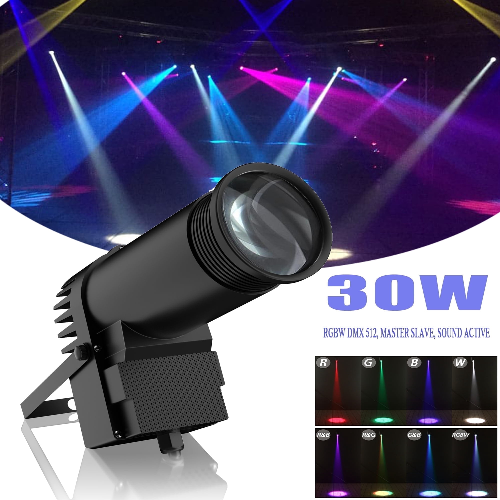 JAJALUYA 1Pack Cylindrical RGBW DMX Pinspot Light, Sound-Activated ...
