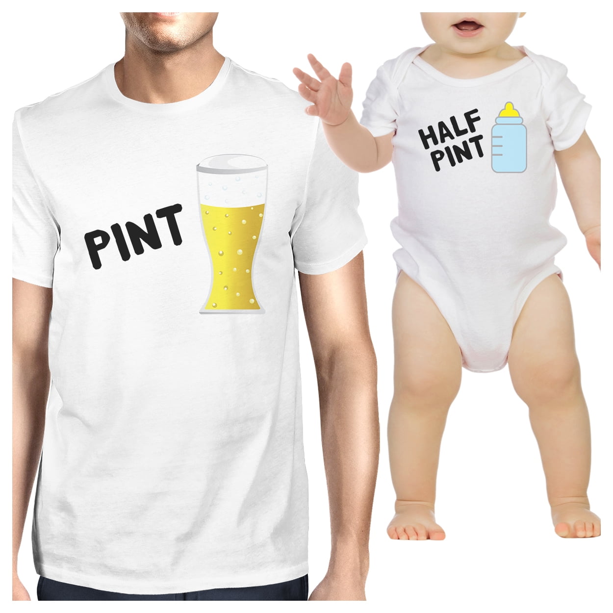 Pint Beer Half Pint Milk Dad and Baby Matching Graphic Tee Shirts ...