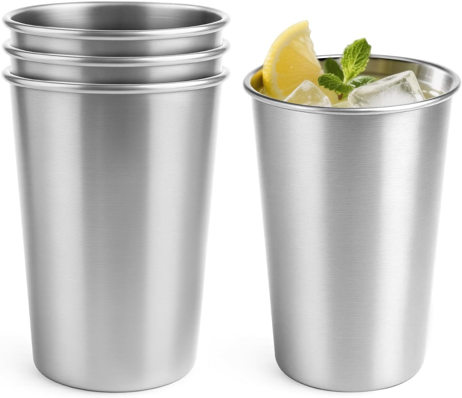 Pint Cup, 20 oz Stainless Steel Cups, Stackable Metal Drinking Cups ...
