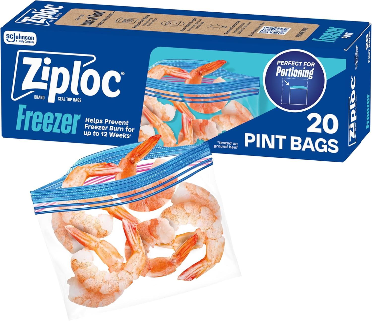 Pint Food Storage Freezer Bags, Grip 'n Seal Technology for Easier Grip ...