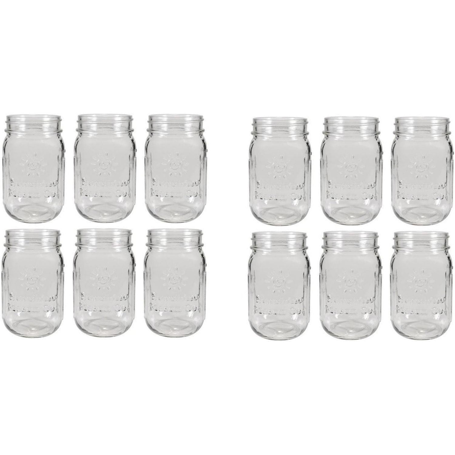 Pint Size (16 ounce, 473 mL) Regular Mouth Drinking Glass Mason Jars 12 Pieces - Walmart.com