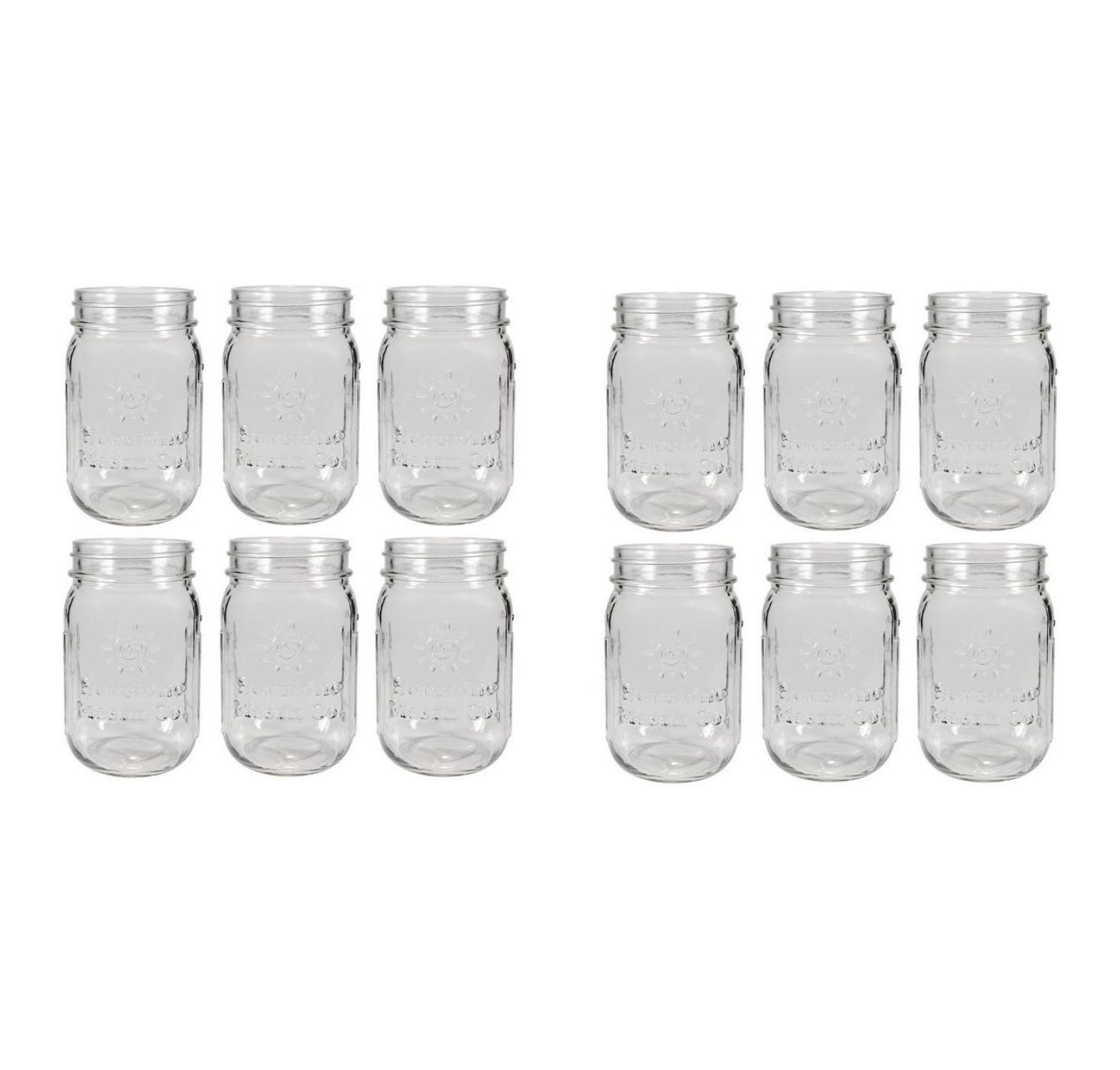 Pint Size (16 ounce, 473 mL) Regular Mouth Drinking Glass Mason Jars 12 ...