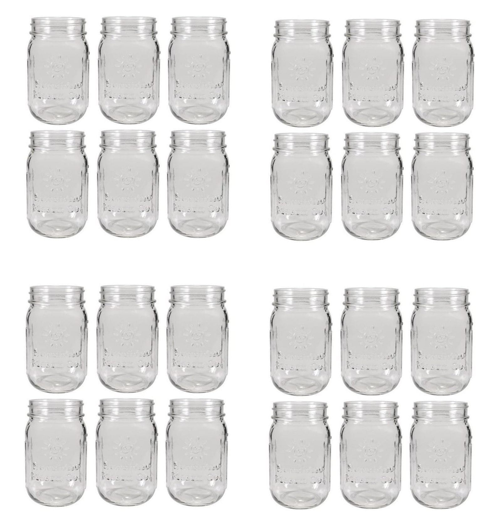 Pint Size (16 ounce, 473 mL) Regular Mouth Drinking Glass Mason Jars 24 ...