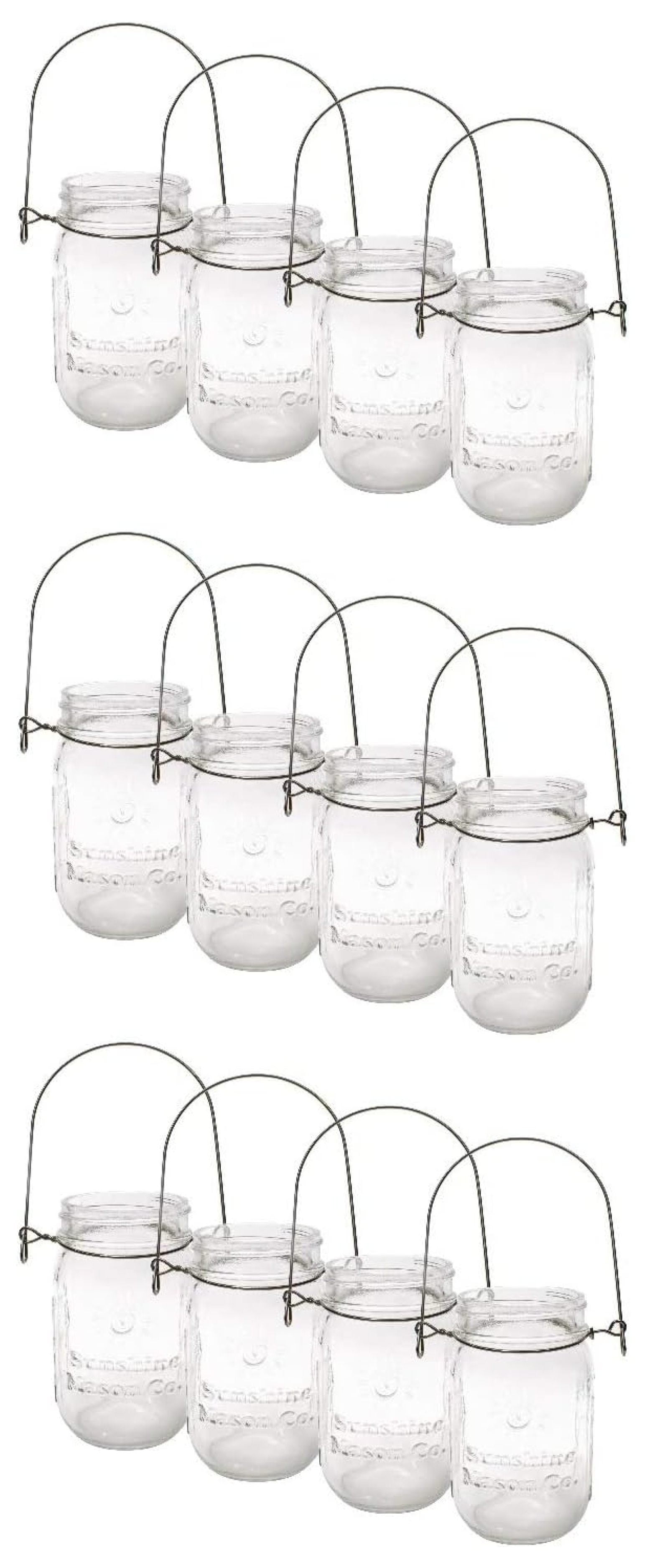 Pint Sized Glass Mason Jars with Hanger Handles Set of 12 - Walmart.com