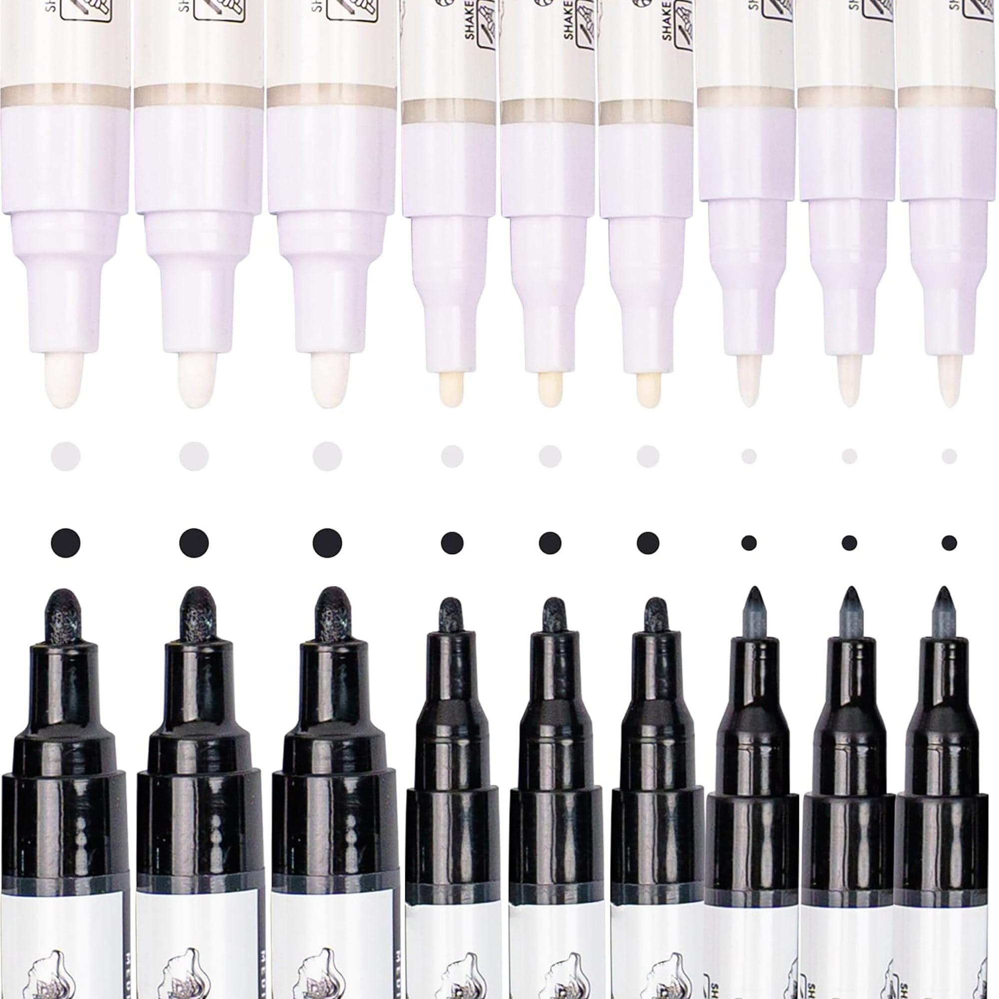 Pintar: Acylic Paint Markers: Black & White - 18 Pack, 0.7mm/ 1mm/ 5mm ...