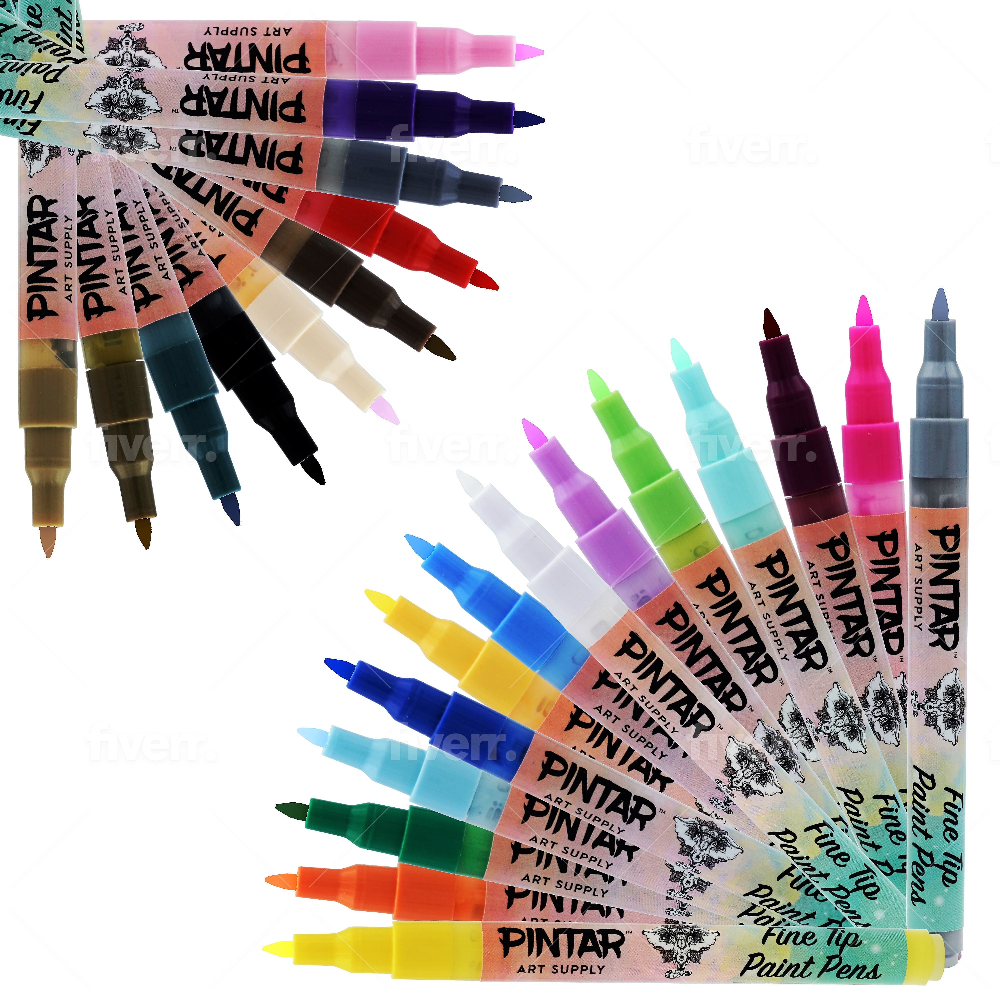 Pintar Art Acrylic Paint Pens - (24-Pack) Fine Tip, Waterproof Markers ...