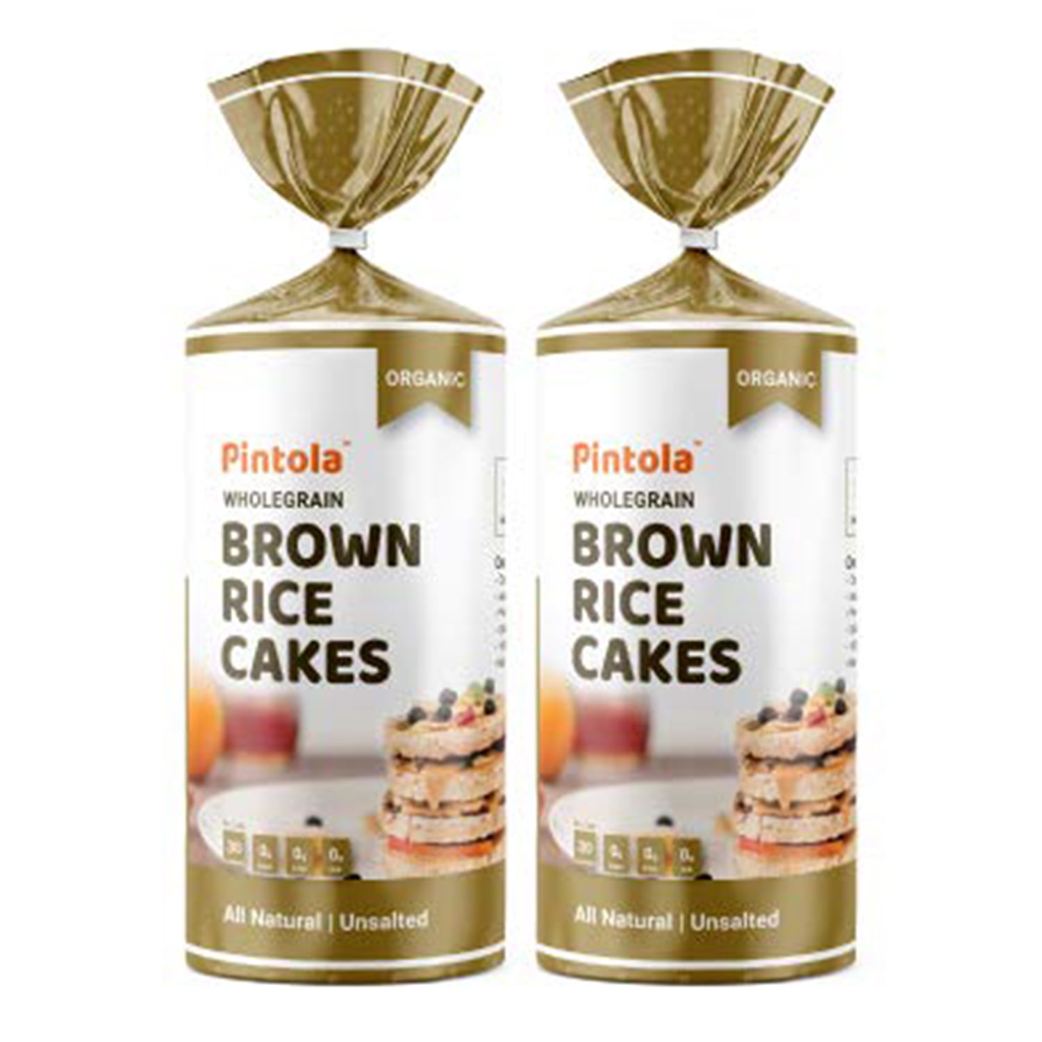Pintola Organic Wholegrain Brown Rice Cakes (All Natural, Unsalted ...