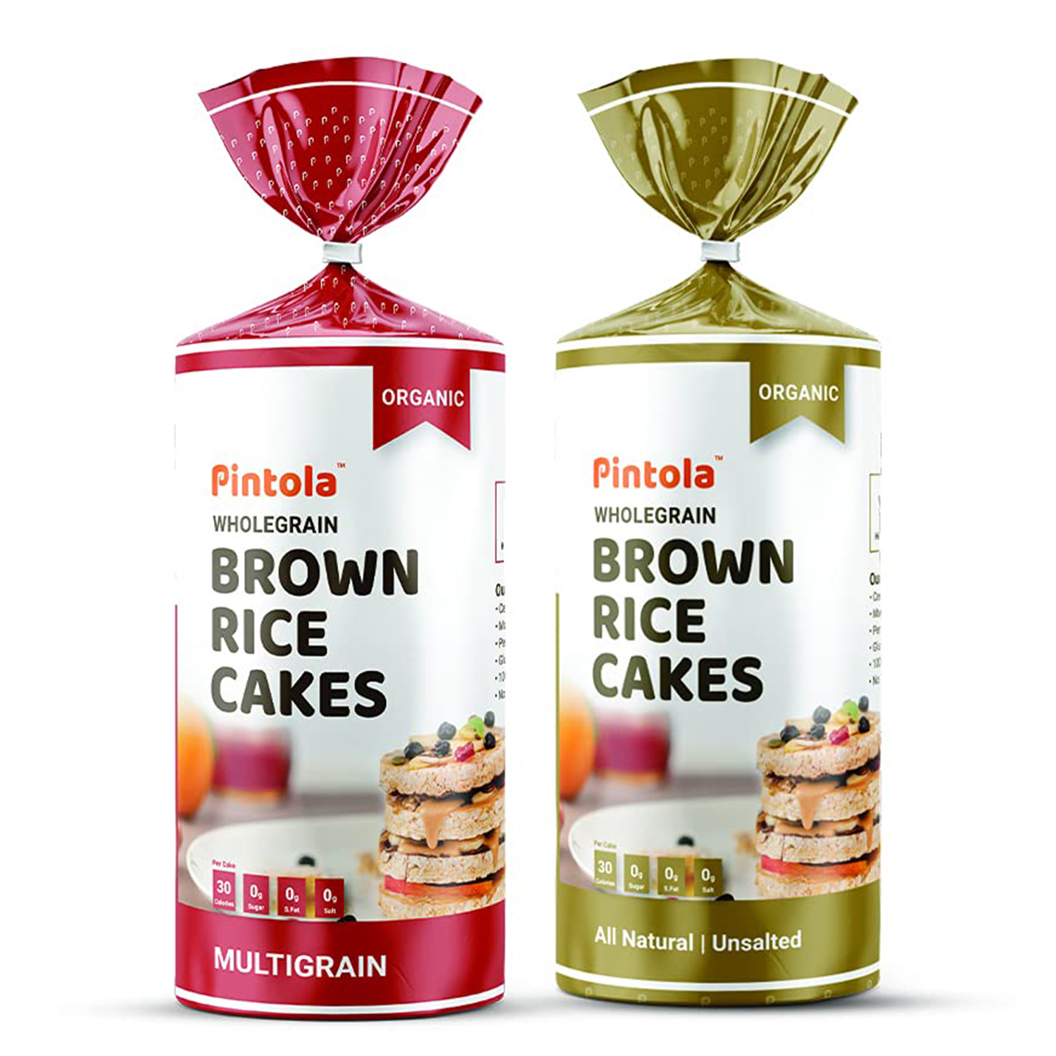 Pintola Organic Wholegrain Brown Rice Cakes Combo (Multigrain and ...