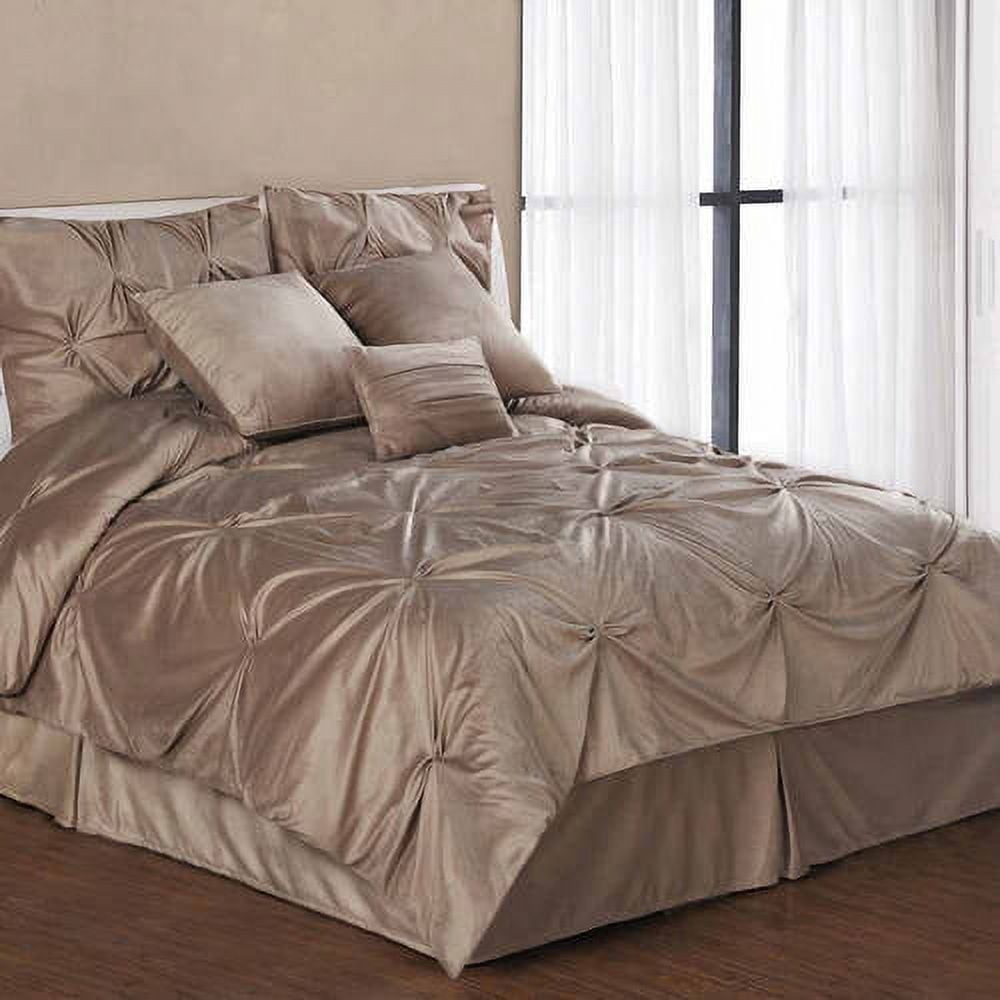 Pintuck Plush Comforter Set, Full, Brown - Walmart.com