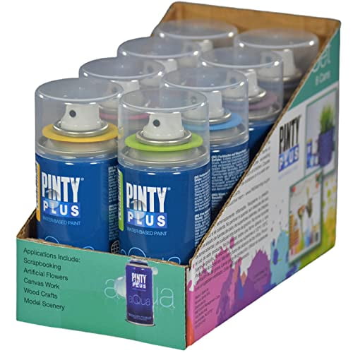 Pintyplus Aqua Spray Paint - Art Set of 8 Water Based 4.2oz Mini Spray ...