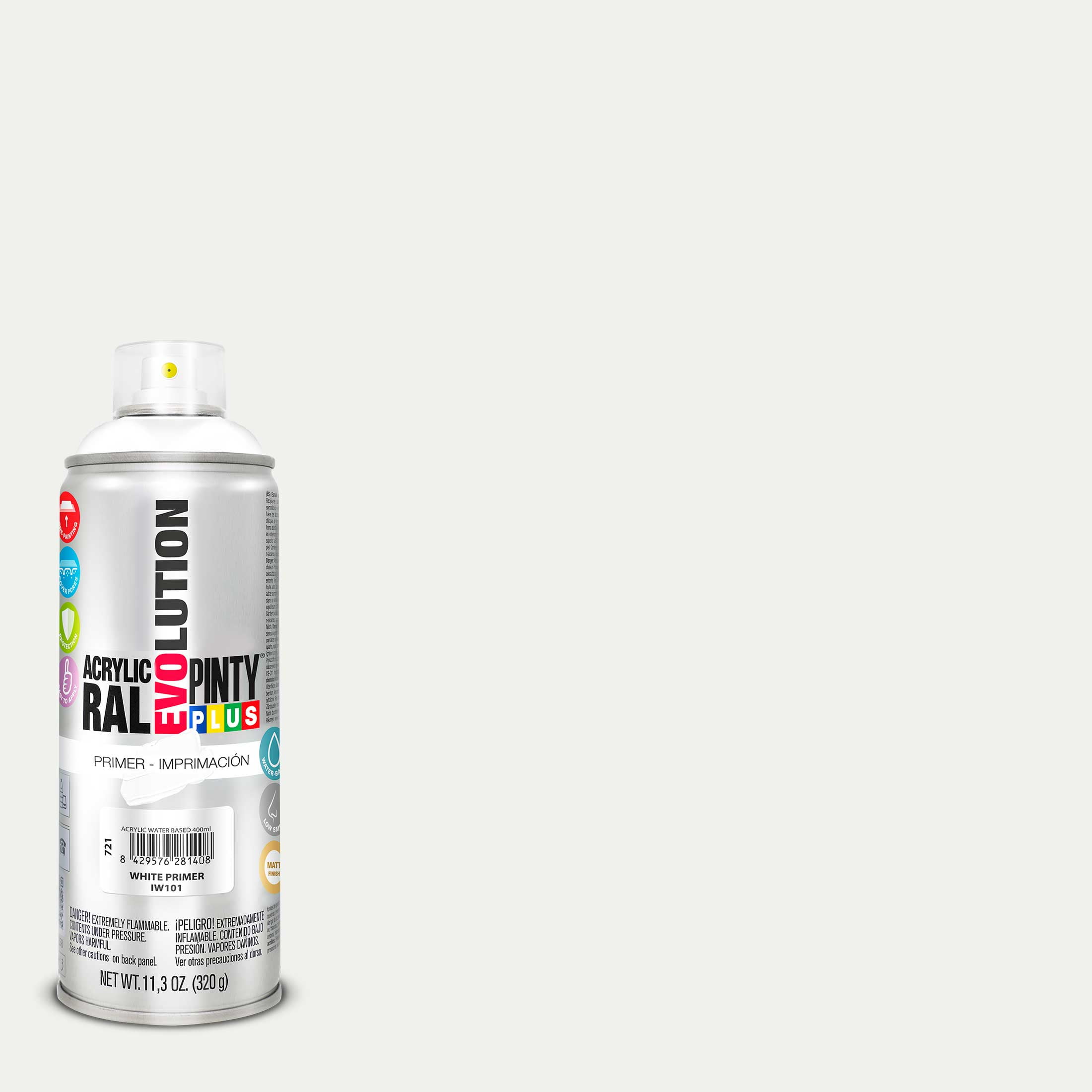 Pintyplus Spray Paint, White Primer. Waterbase, Low Odor, Low GWP ...