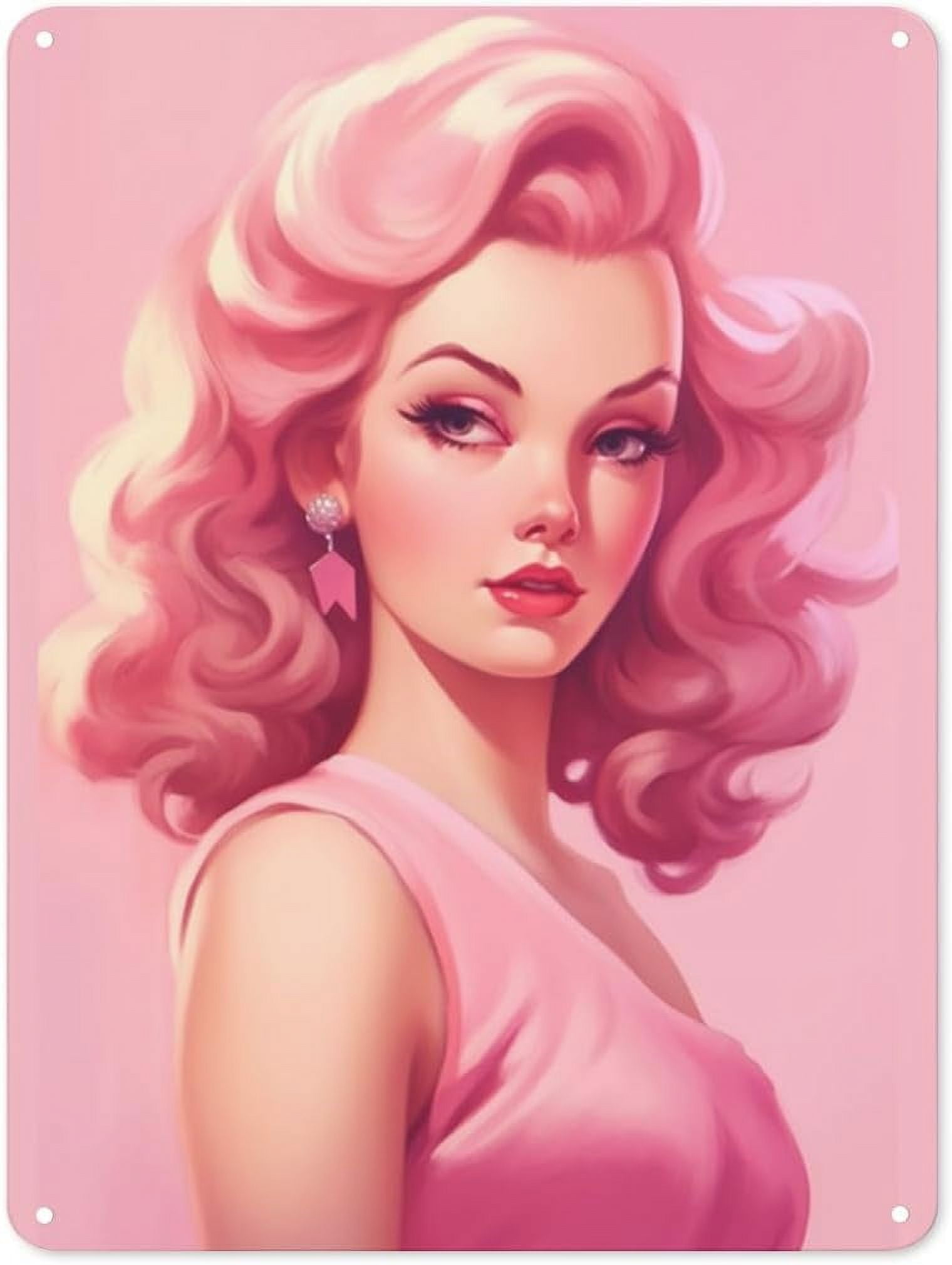 Pinup Girl Tin Sign Pinup Art Rectangular Metal Wall Decor Poster ...