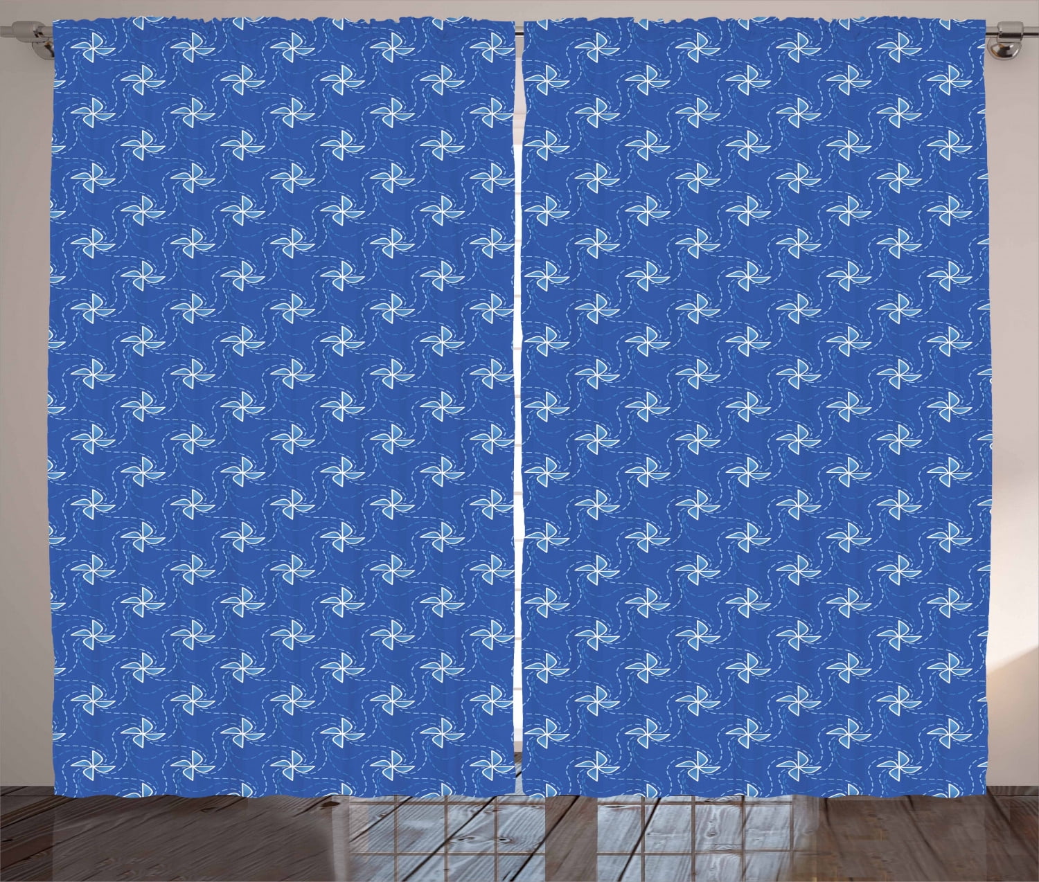 Pinwheel Curtains 2 Panels Set, Symbol of Wind Farm Turbines Map ...