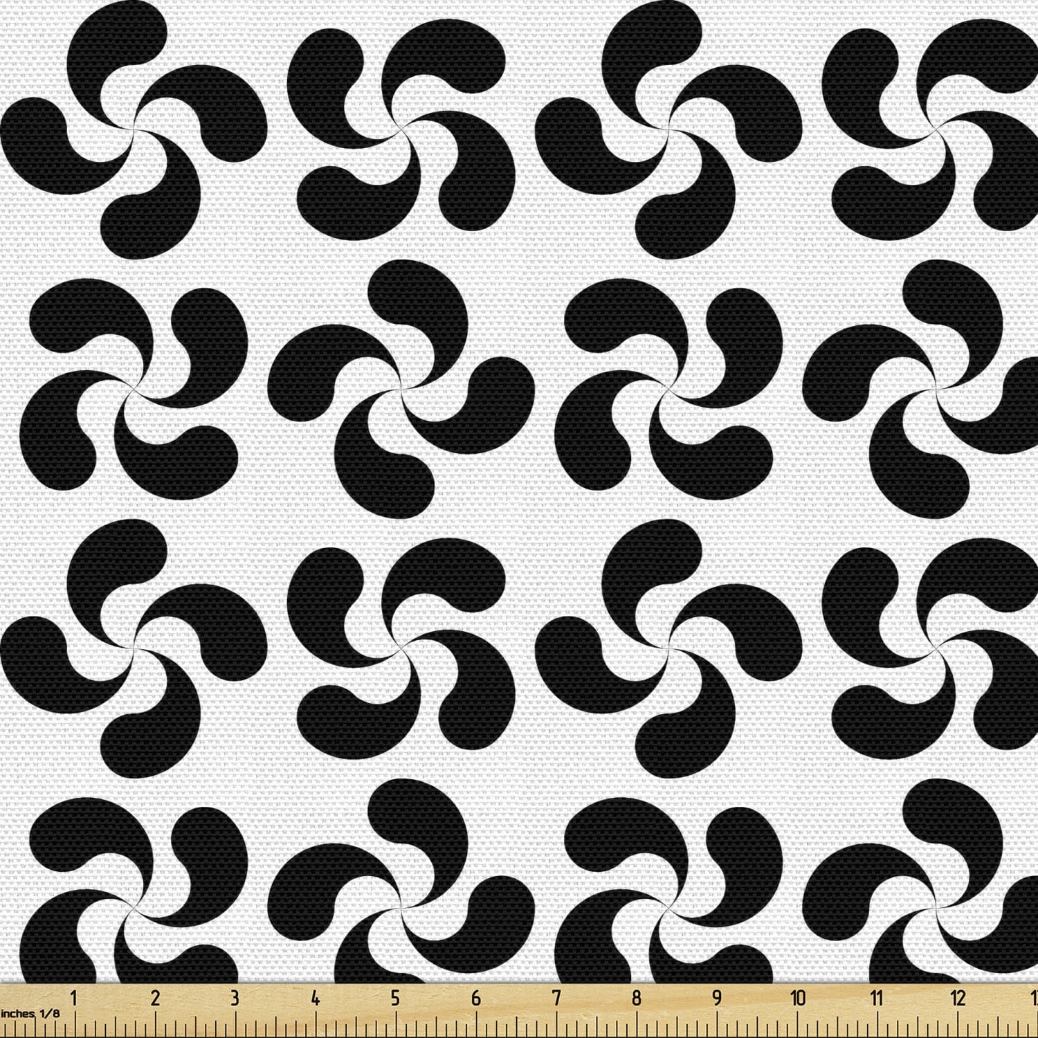 Ambesonne Pinwheel Fabric by the Yard Upholstery, Monochrome Floral, 3 ...
