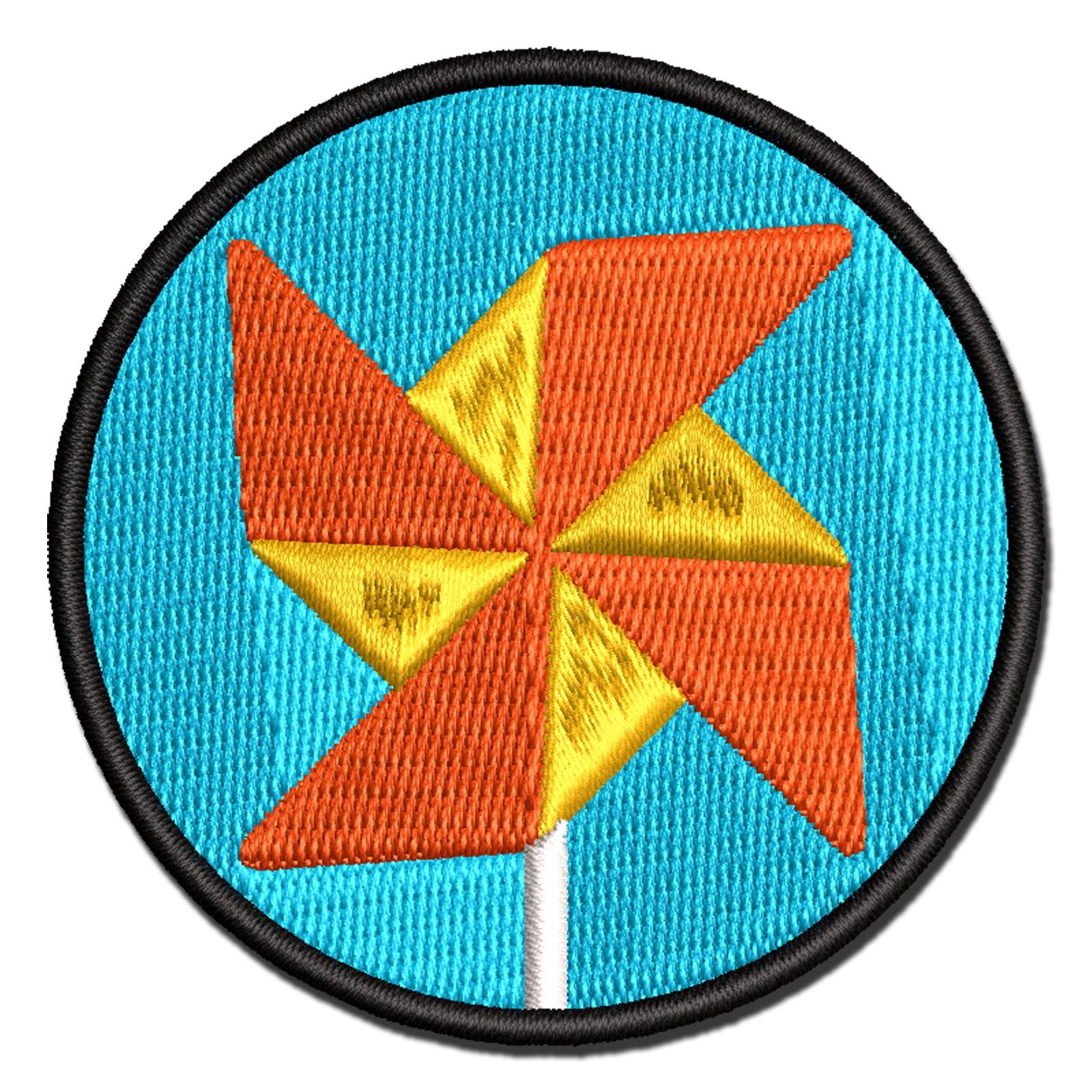 Pinwheel Fan Applique Multi-Color Embroidered Iron-On Patch - 3.5 Inch ...