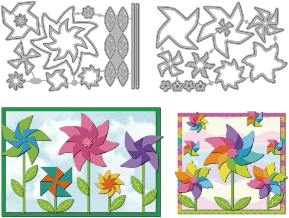 Pinwheel Flower Metal Cutting Dies for Card Making Pinwheel Leaves ...