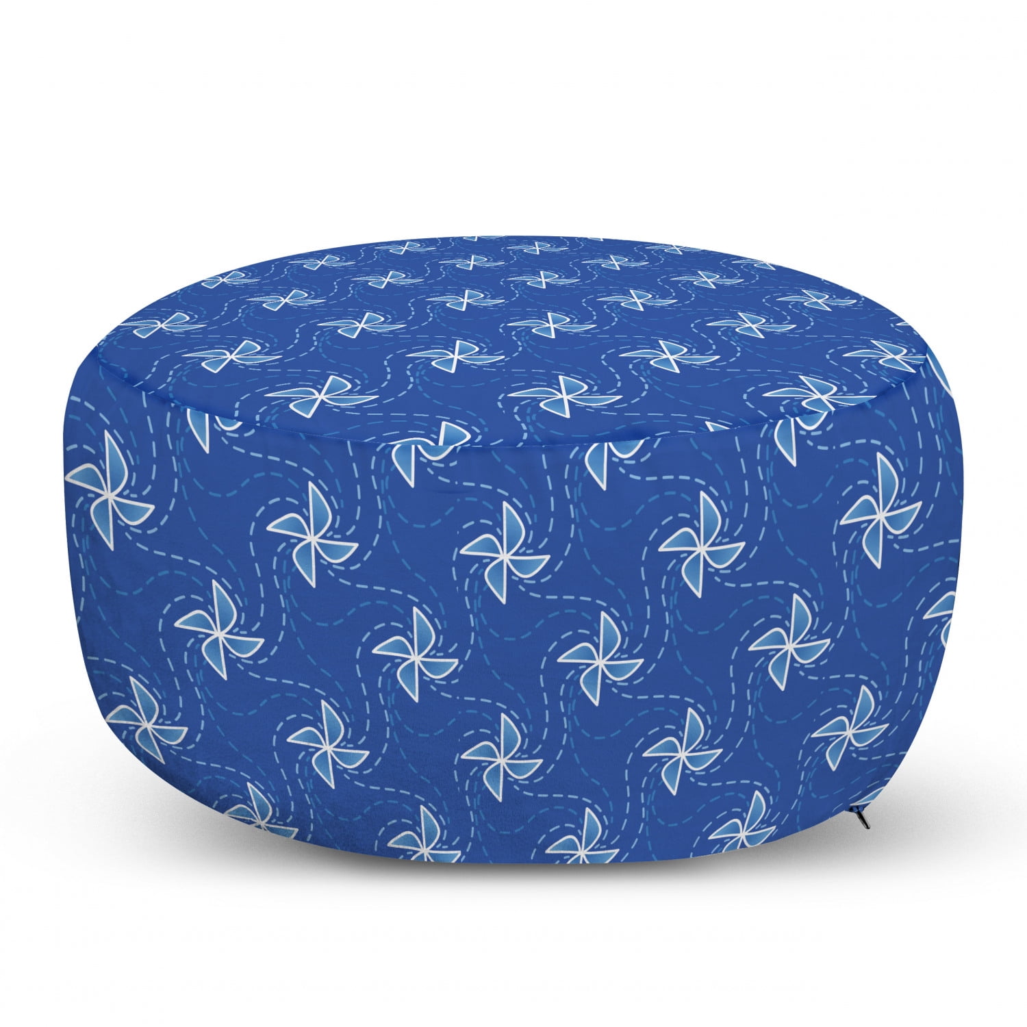 Pinwheel Pouf Cover with Zipper, Wind Farm Turbines Map Pattern with ...