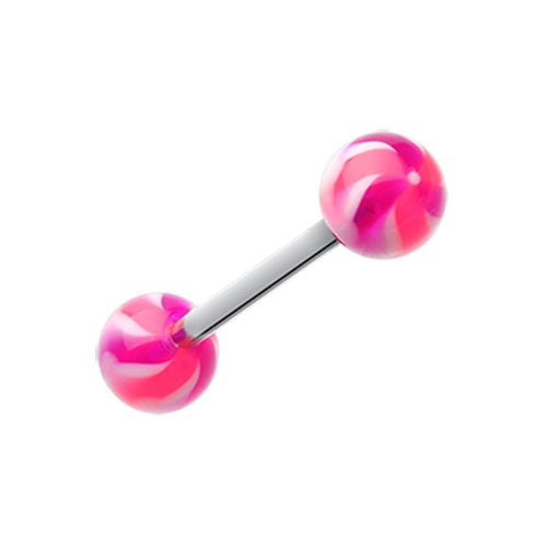 Pinwheel Stripe Acrylic Top Barbell Tongue Ring - Walmart.com