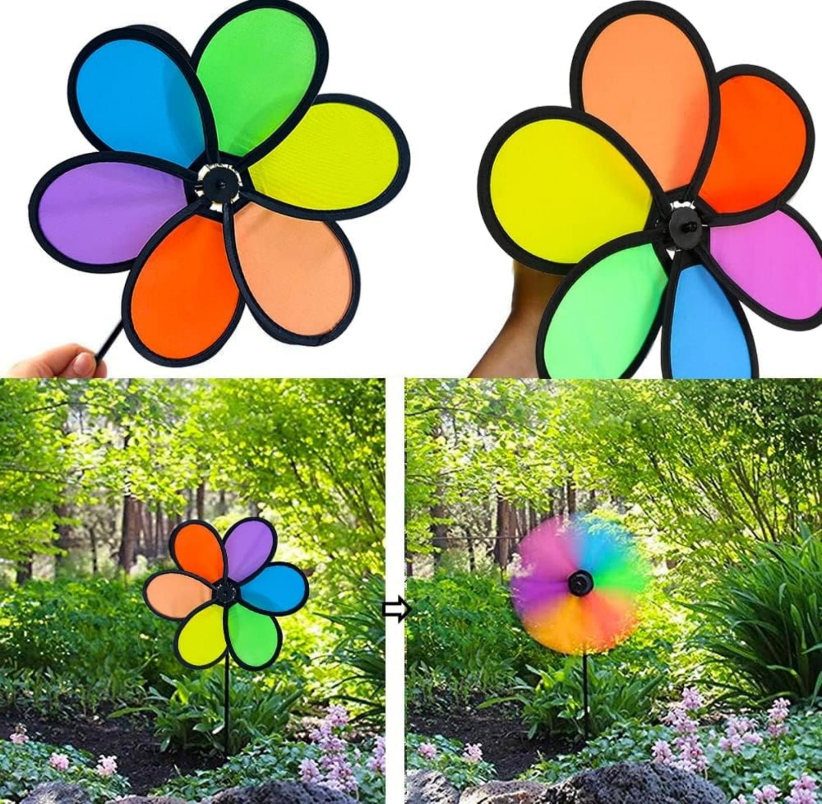 Pinwheels for Yard and Garden 11.8" Neon Fusion Flower Decoration Wind ...