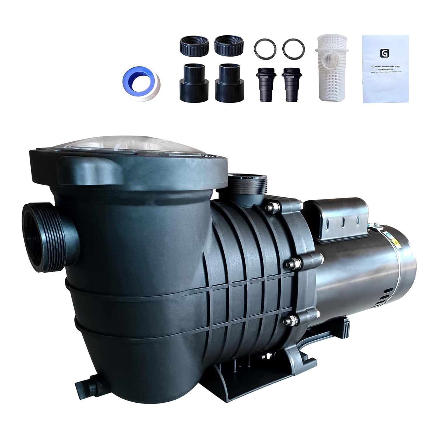 Pinypikaka 1.5HP Swimming Pool Pump, 2-Speed, 220V Above/In Ground Pool ...